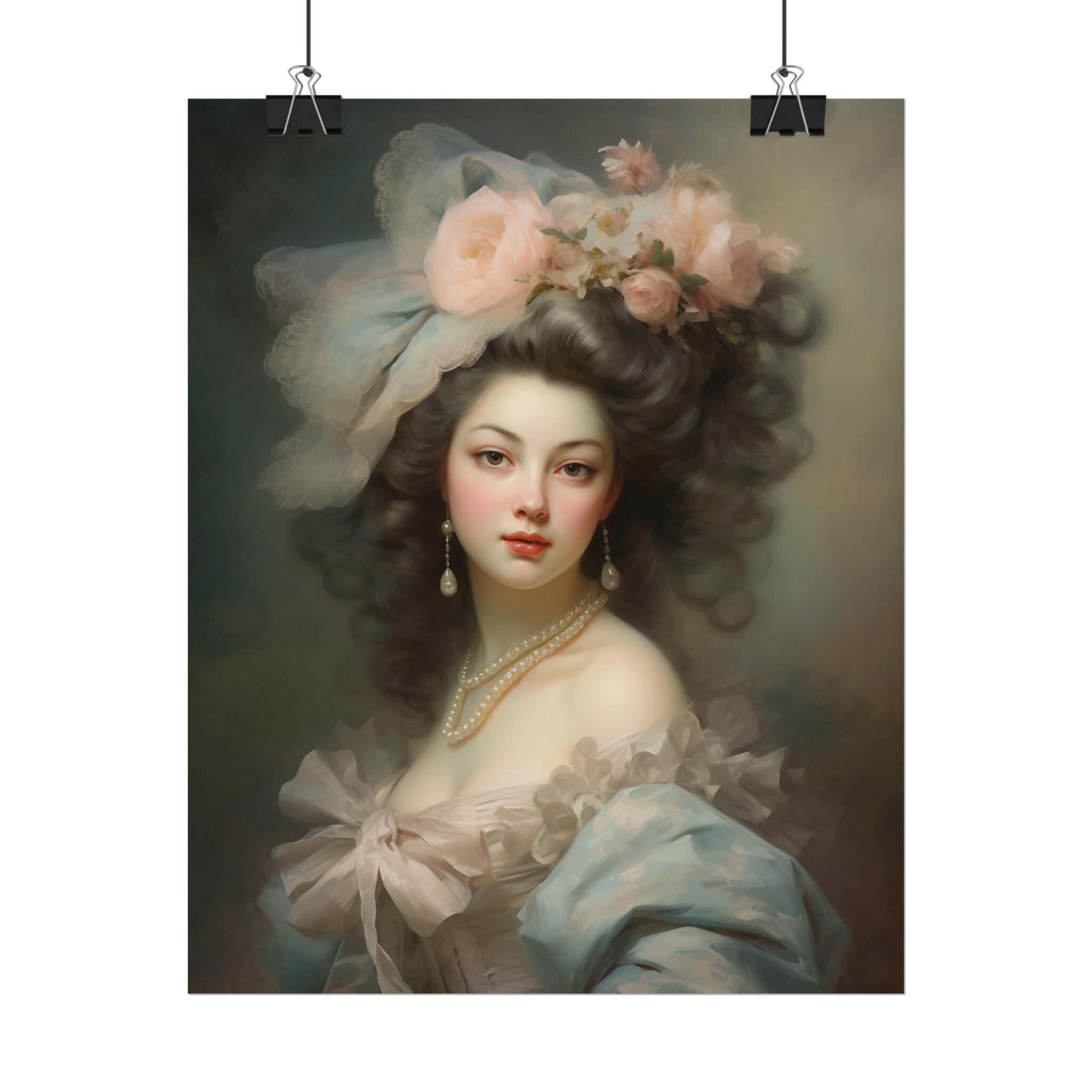 Rococo Eurasian Beauty Art Print, Baroque Oil Painting Wall Art Print ...