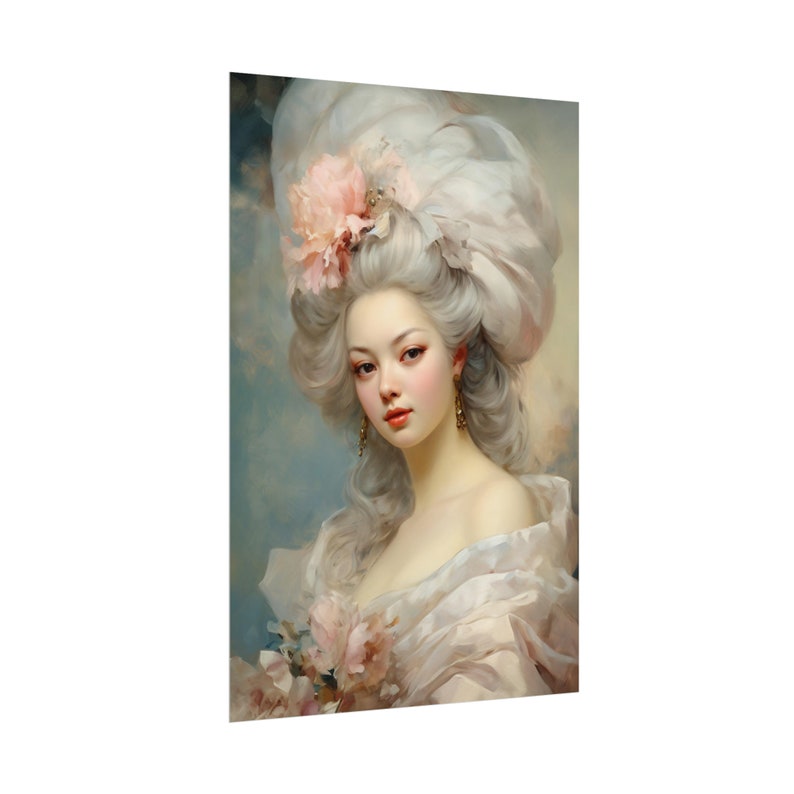 Rococo East Asian Beauty Art Print, Baroque Lady Portrait Oil Painting ...