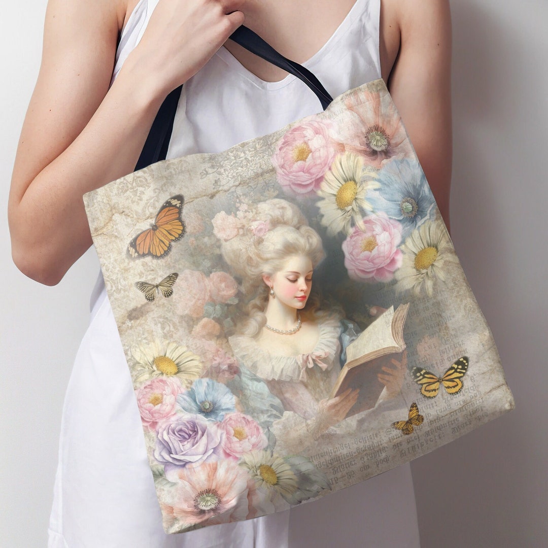 Marie Antoinette Reading Collage Shopping Bag, Gift for Librarian ...