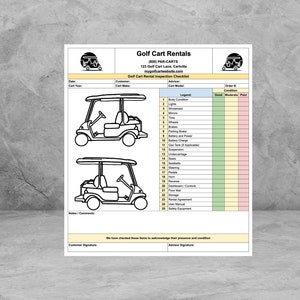 Golf Cart Rental Inspection Checklist for Golf Courses - Etsy