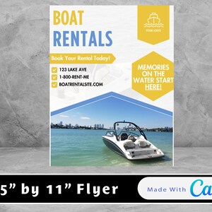 Boat Rental Flyer Customizable Digital Download Canva Template for ...