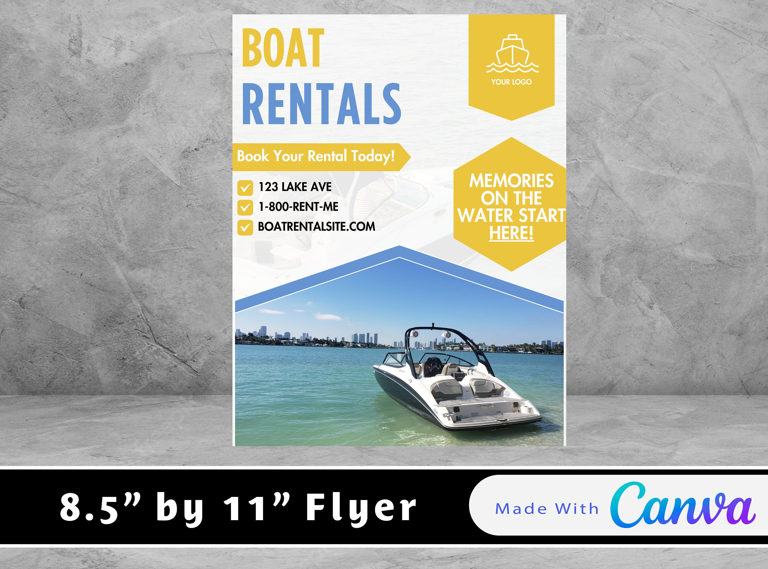 Boat Rental Flyer Customizable Digital Download Canva Template for ...