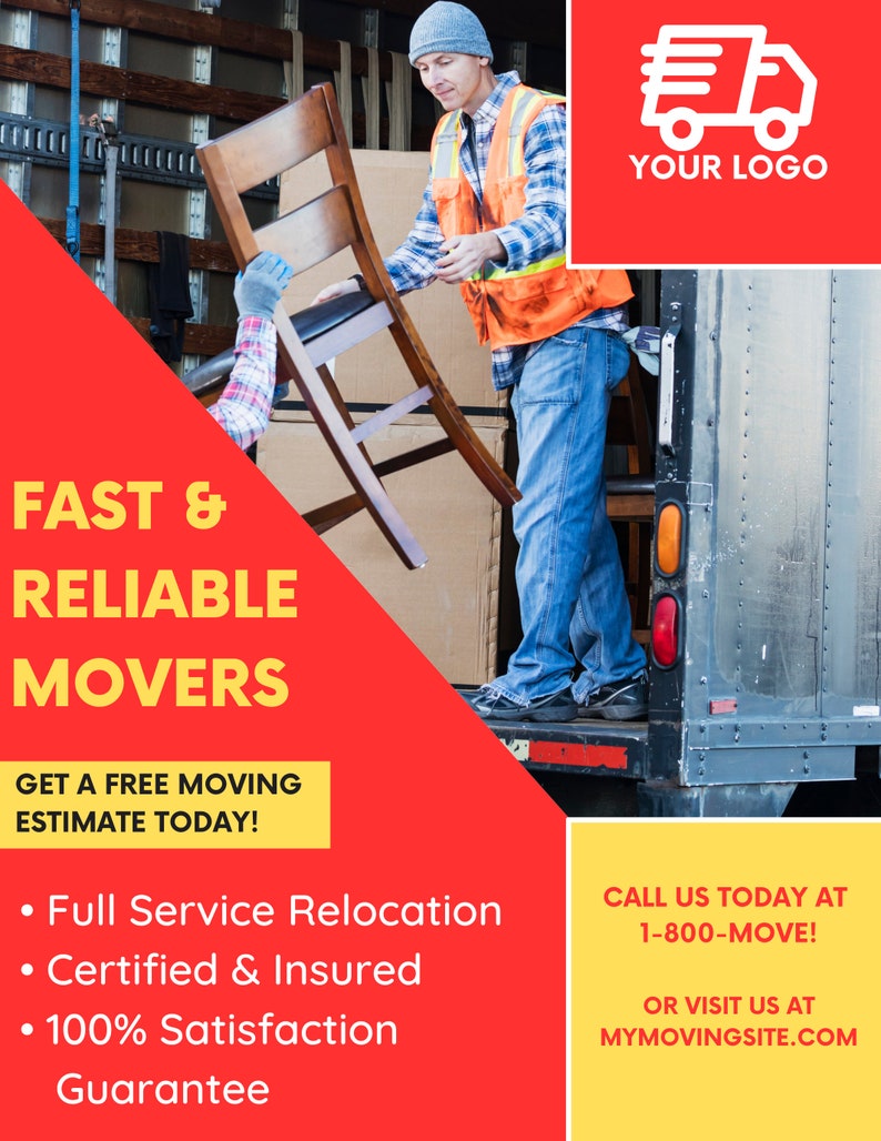 Moving Company Flyer Customizable Digital Download Canva Template for ...