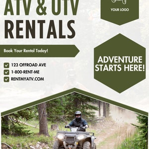 ATV / UTV Rental Flyer Customizable Digital Download Business Flyer ...