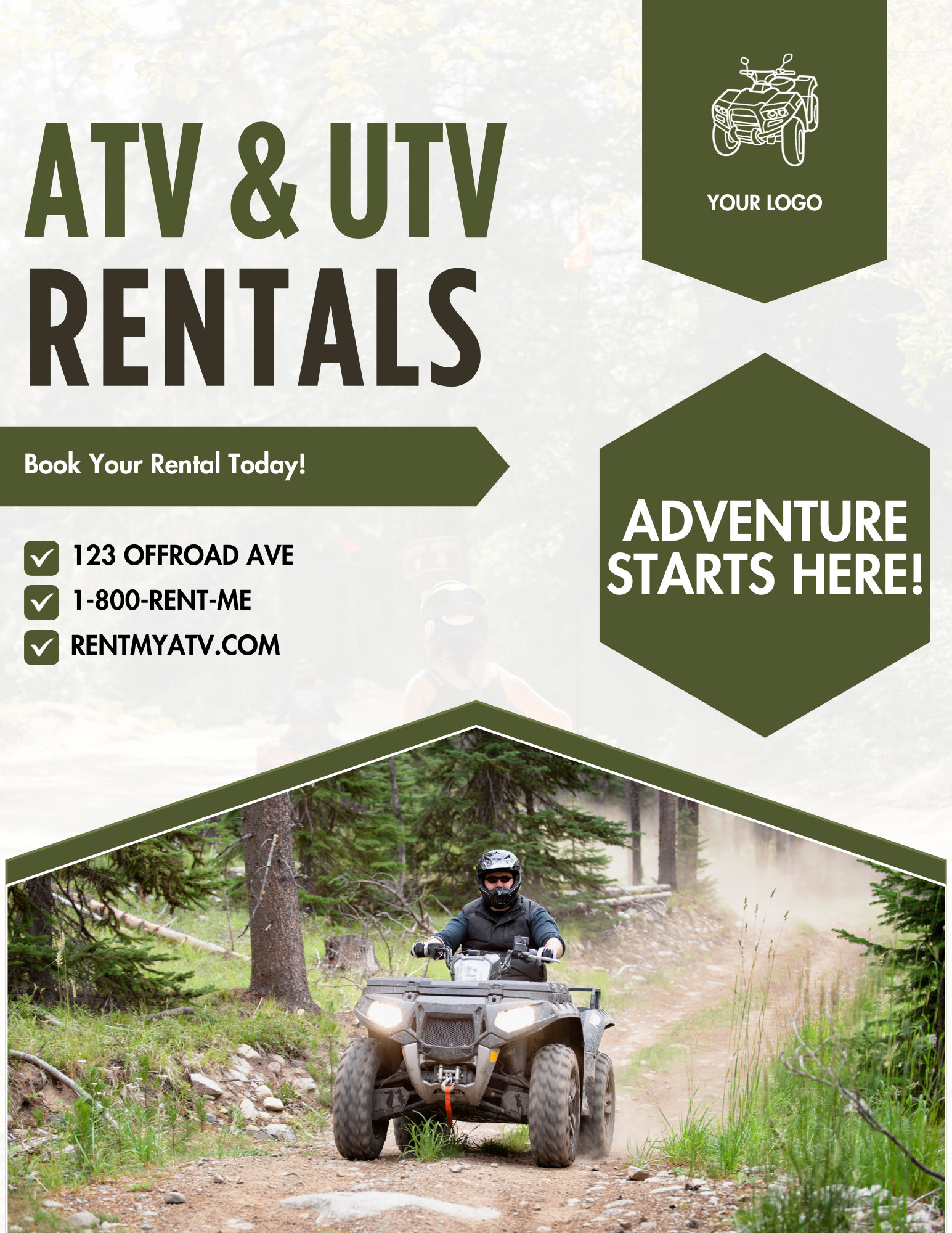 ATV / UTV Rental Flyer Customizable Digital Download Business Flyer ...