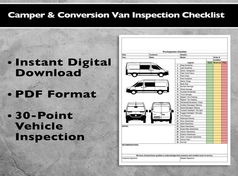 Camper Van Inspection Checklist for Renters, Rvshare, Camper Conversion ...