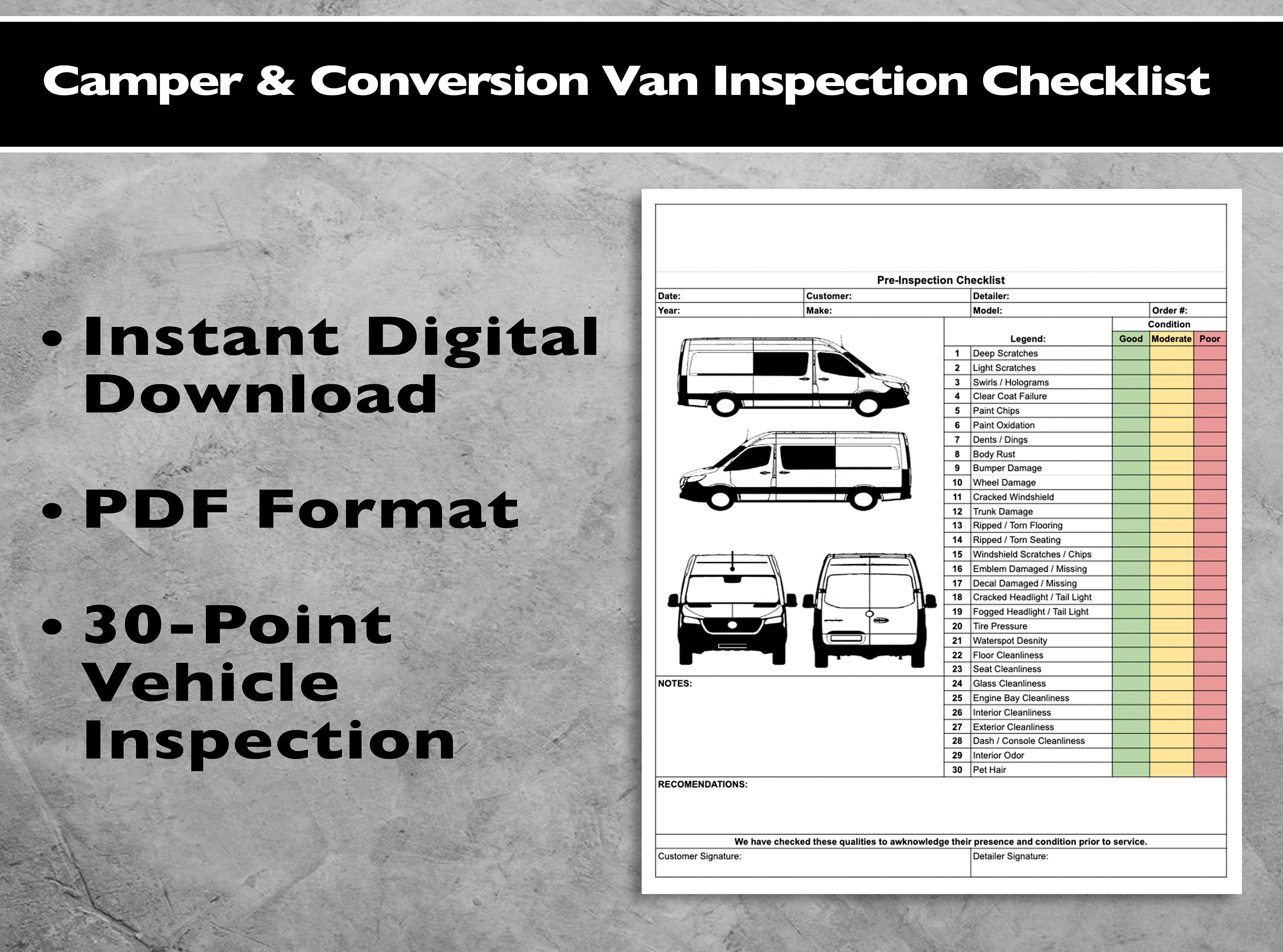 Camper Van Inspection Checklist for Renters, Rvshare, Camper Conversion ...