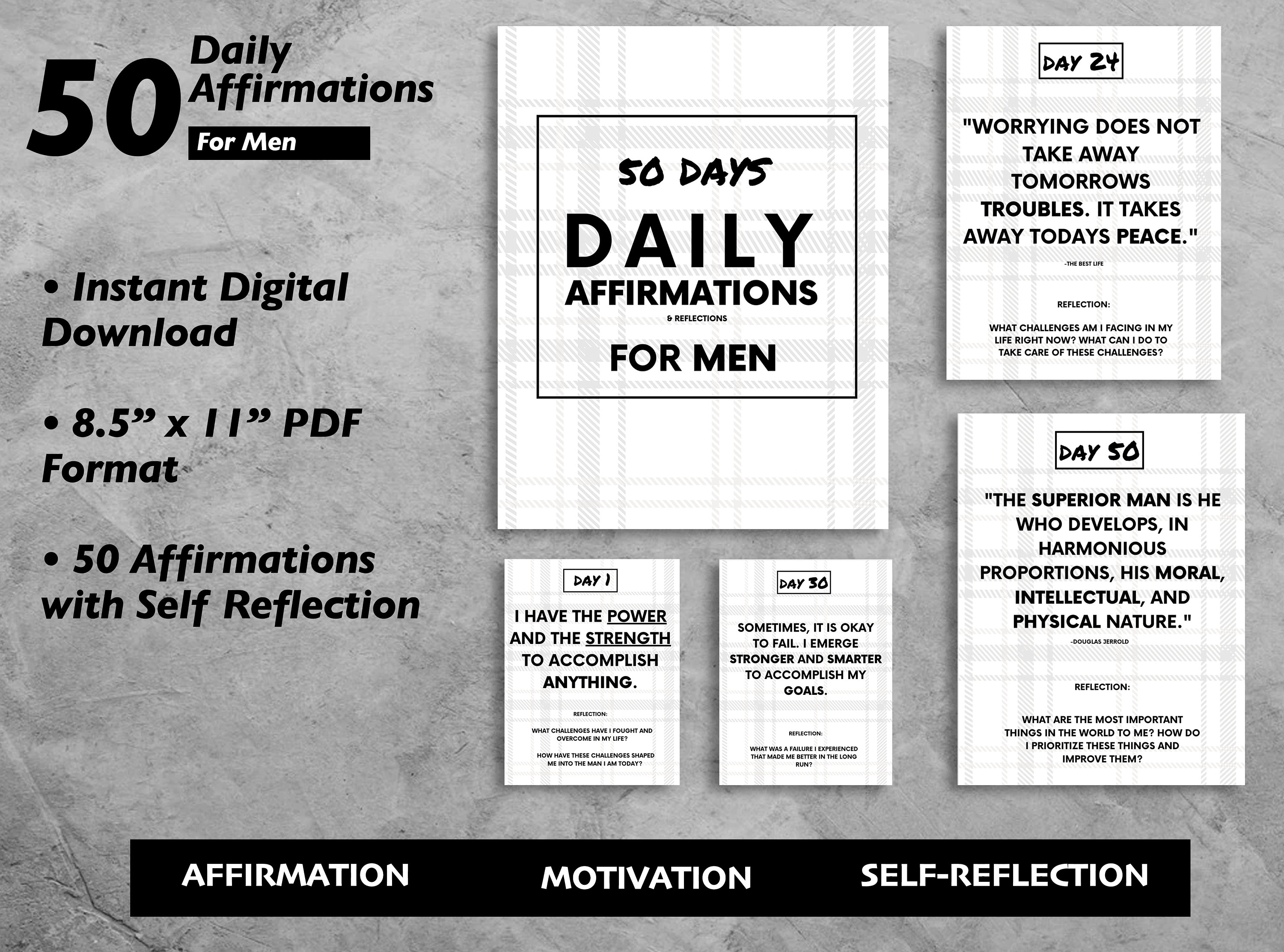 50 Daily Affirmations for Men: Motivational Cards (digital Download) - Etsy