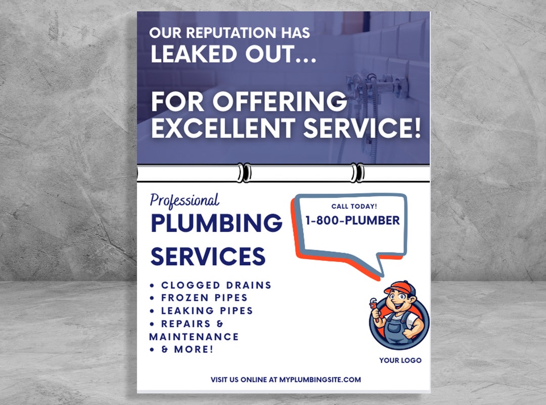 Plumber Flyer Slogan Customizable Digital Download Canva Template for ...