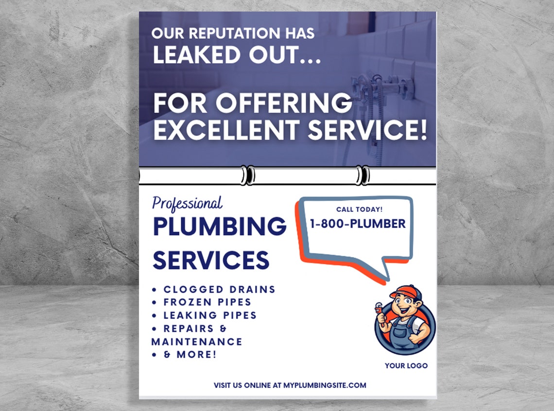 Plumber Flyer Slogan Customizable Digital Download Canva Template for ...