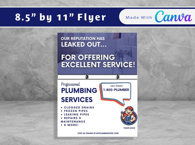 Plumber Flyer Template: Customizable Plumbing Services (digital ...