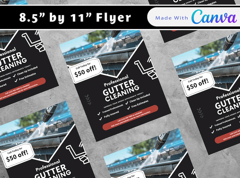 Gutter Cleaning Flyer Customizable Digital Download Canva Template for ...