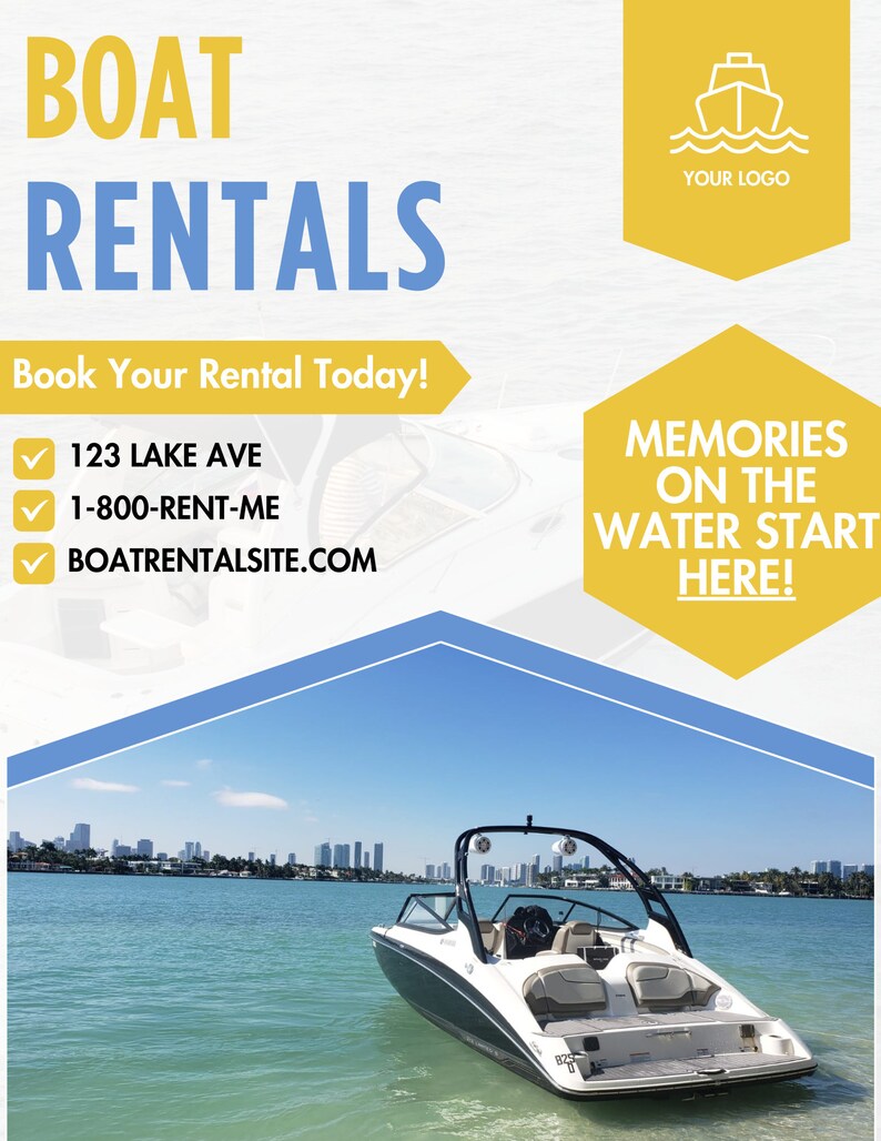 Boat Rental Flyer Customizable Digital Download Canva Template for ...