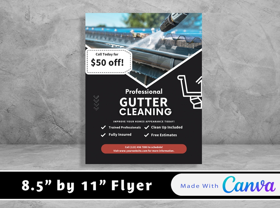 Gutter Cleaning Flyer Customizable Digital Download Canva Template for ...