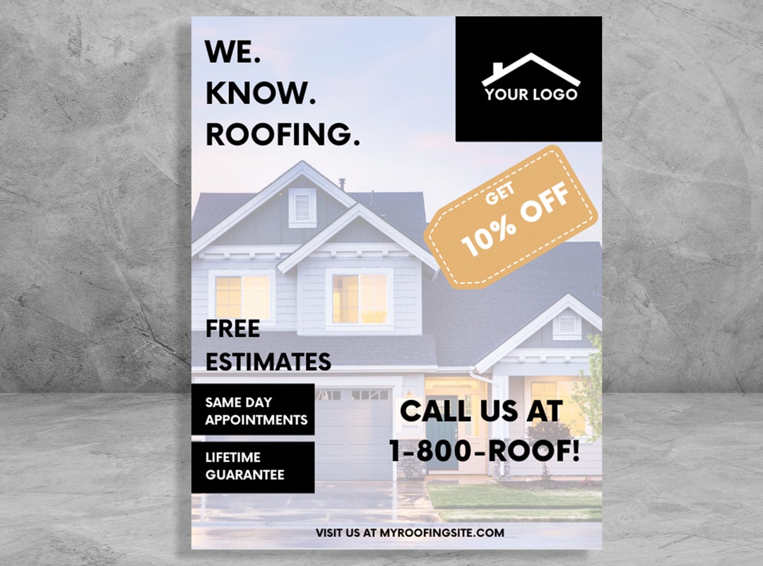 Custom Roofing Flyer Customizable Digital Download Canva Template for ...