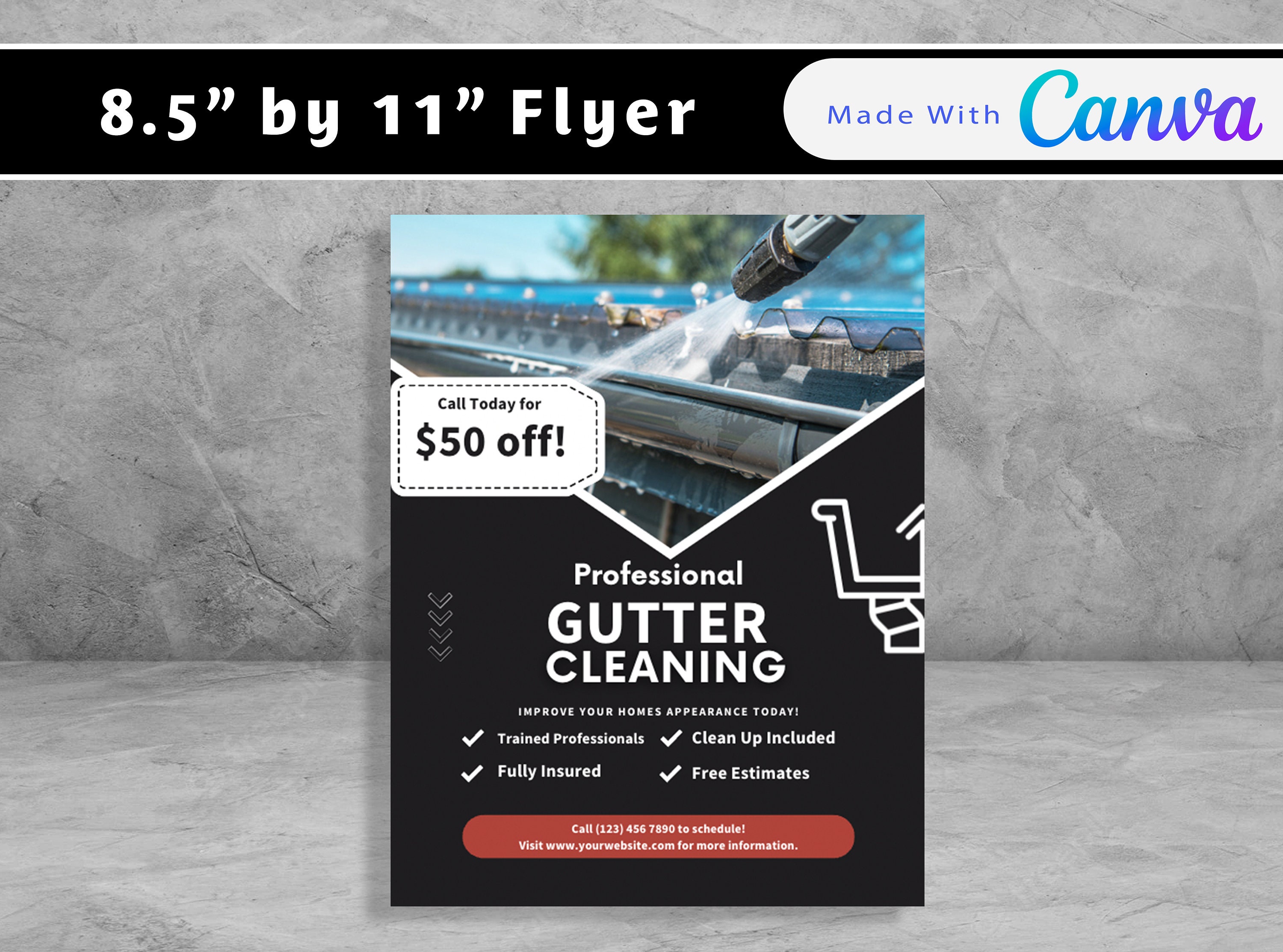 Gutter Cleaning Flyer Customizable Digital Download Canva Template for ...
