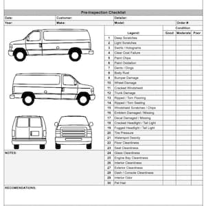 Pre-inspection Van Checklist for Auto Detailers, Dealerships & Service ...