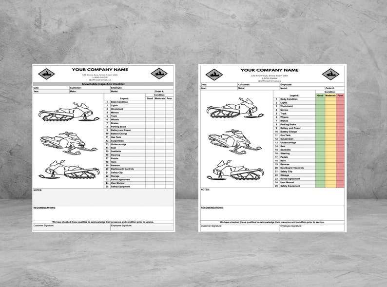 Snowmobile Inspection Checklist for Outdoor Rentals, Dealerships ...