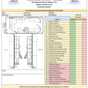 Pre-inspection Pontoon Boat Detailing Checklist Form - Etsy