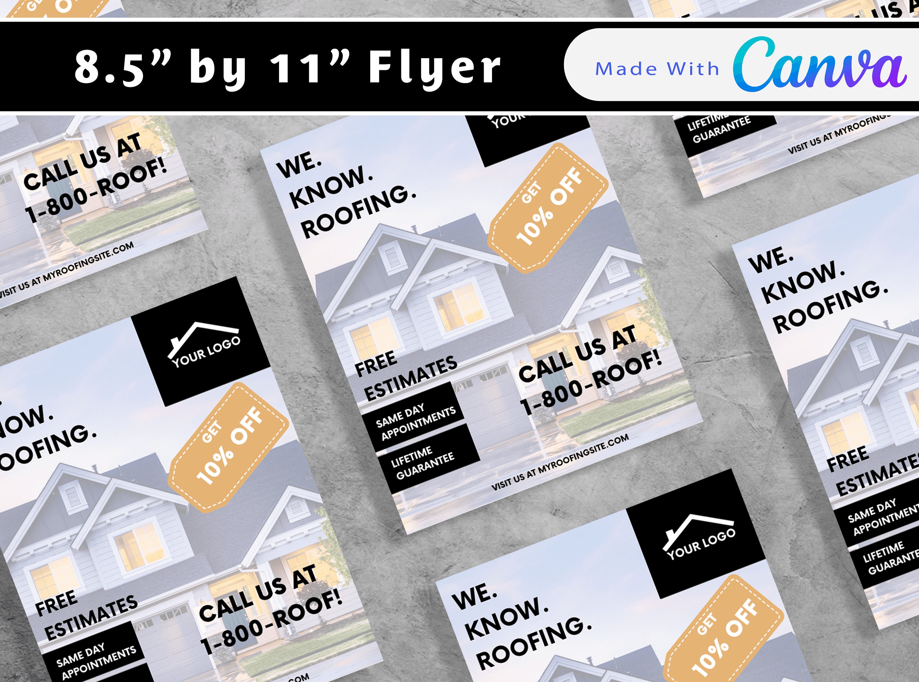 Custom Roofing Flyer Customizable Digital Download Canva Template for ...