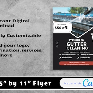 Gutter Cleaning Flyer Customizable Digital Download Canva Template for ...