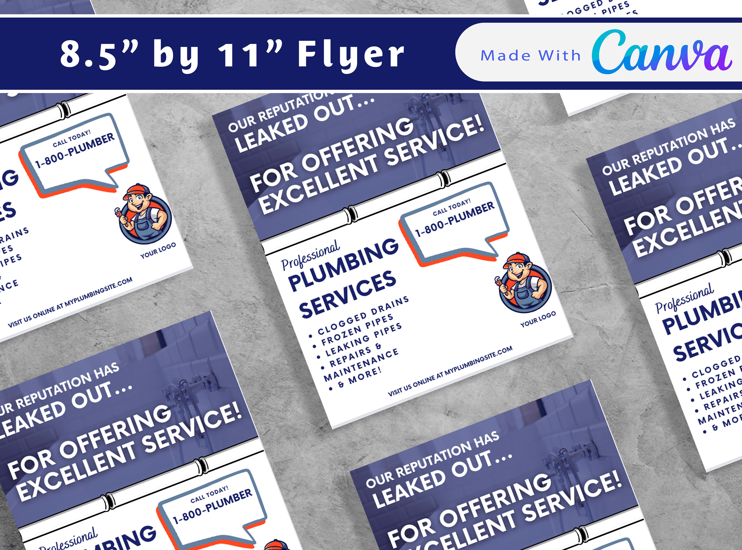 Plumber Flyer Slogan Customizable Digital Download Canva Template for ...
