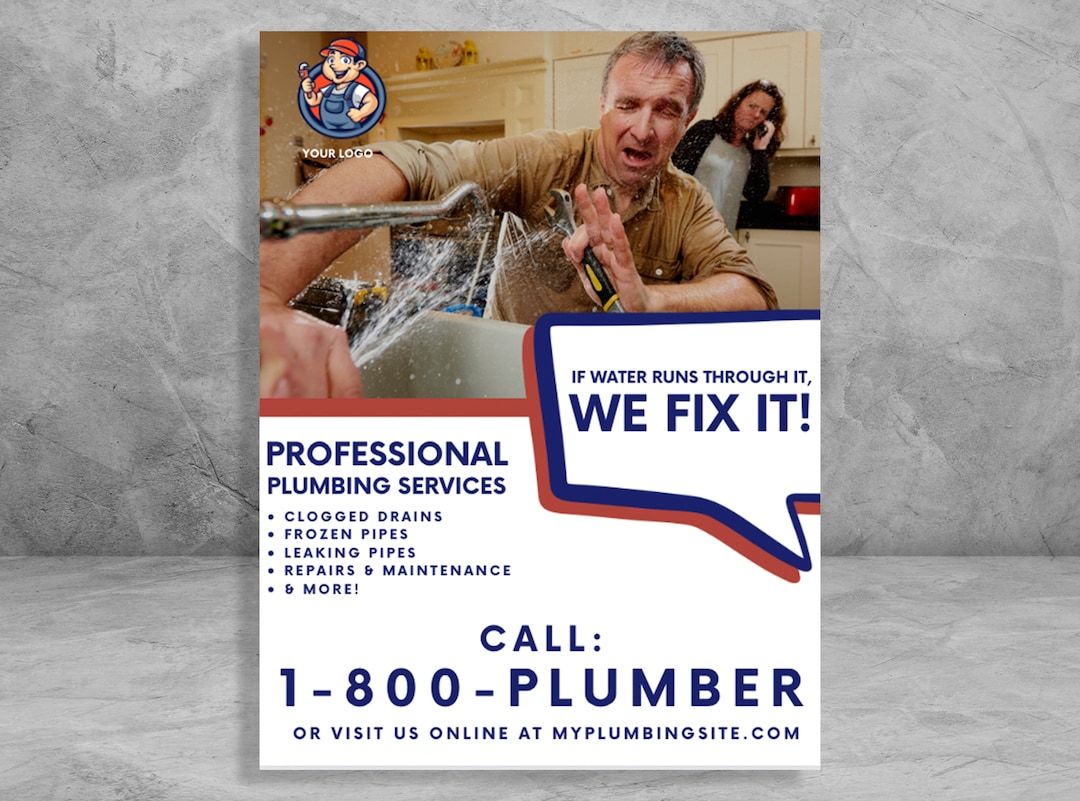 Funny Plumber Flyer Customizable Digital Download Canva Template for ...