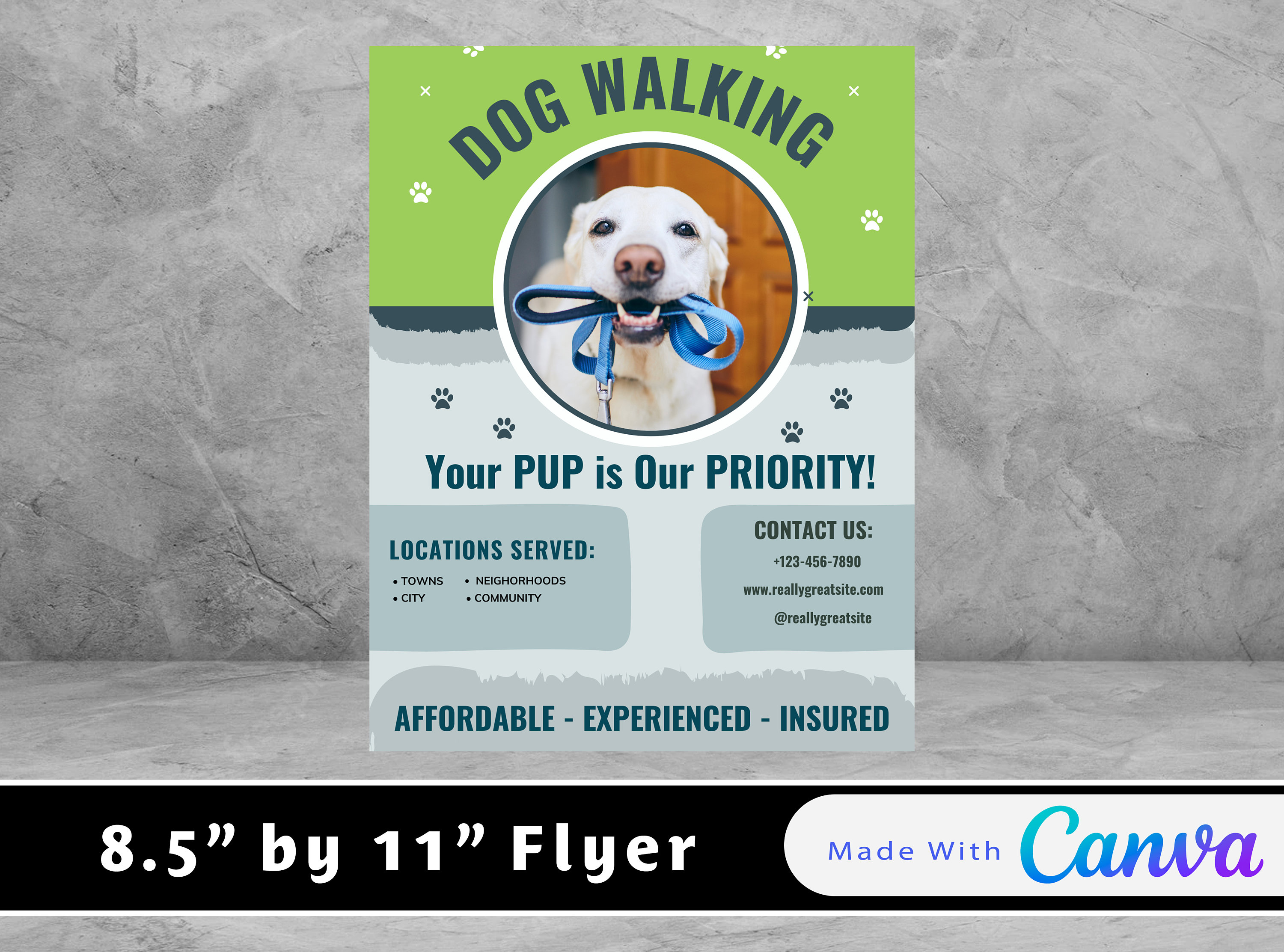 DOG WALKING Flyer Customizable Digital Download Canva Template for Dog ...