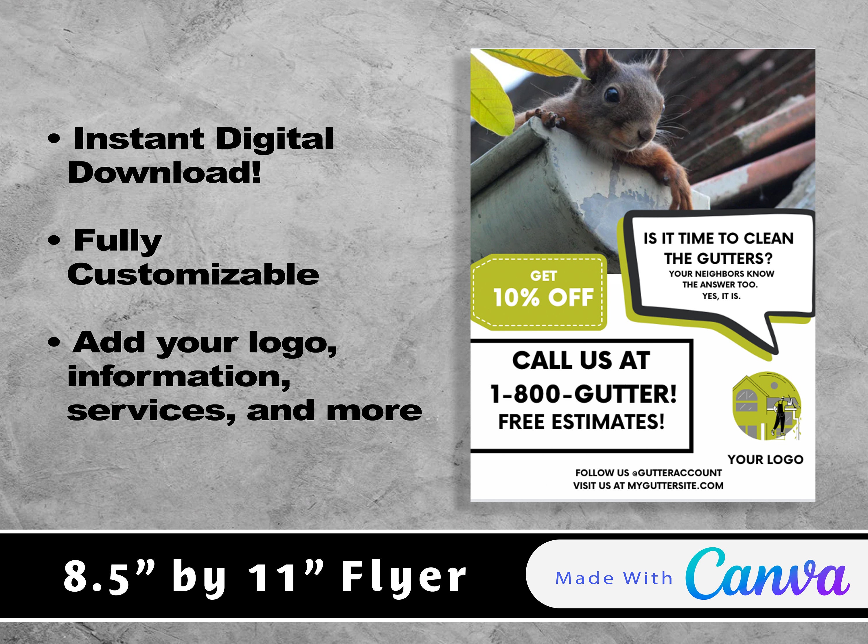 Gutter Cleaning Flyer Customizable Digital Download Business Flyer ...