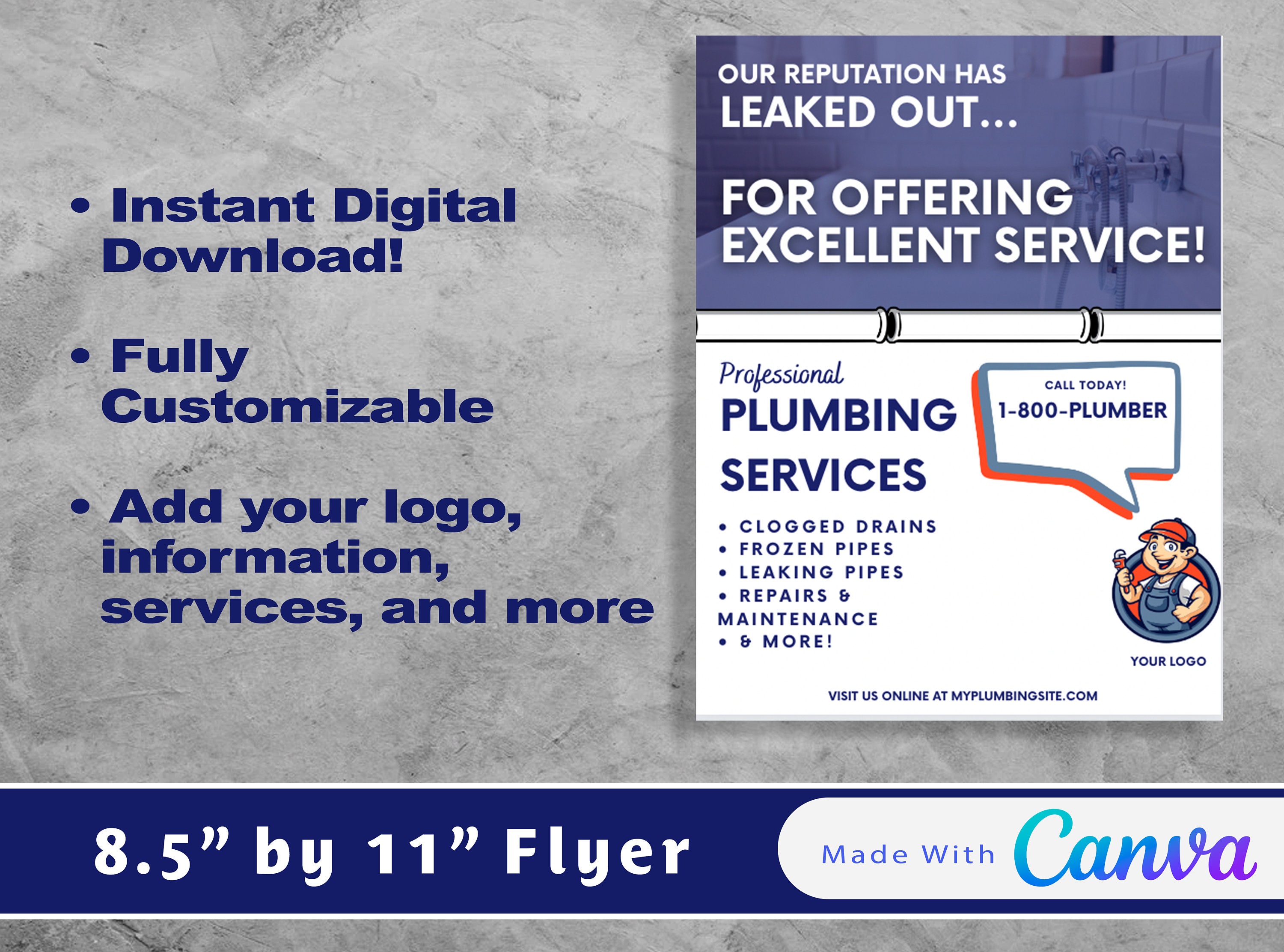 Plumber Flyer Slogan Customizable Digital Download Canva Template for ...