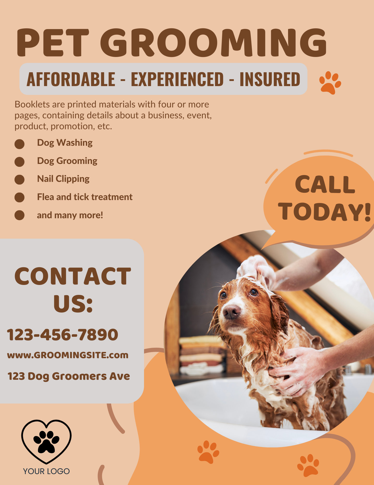 Dog Grooming Flyer Customizable Digital Download Canva Template for Dog ...