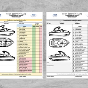 Bow Rider Pre-inspection Boat Checklist Form for Detailing, Service ...