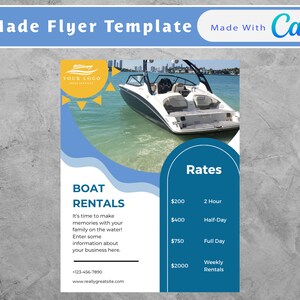 Boat Rental Flyer Customizable Digital Download Canva Template for ...