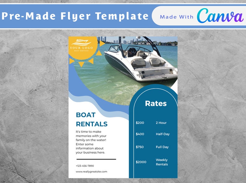 Boat Rental Flyer Customizable Digital Download Canva Template for ...