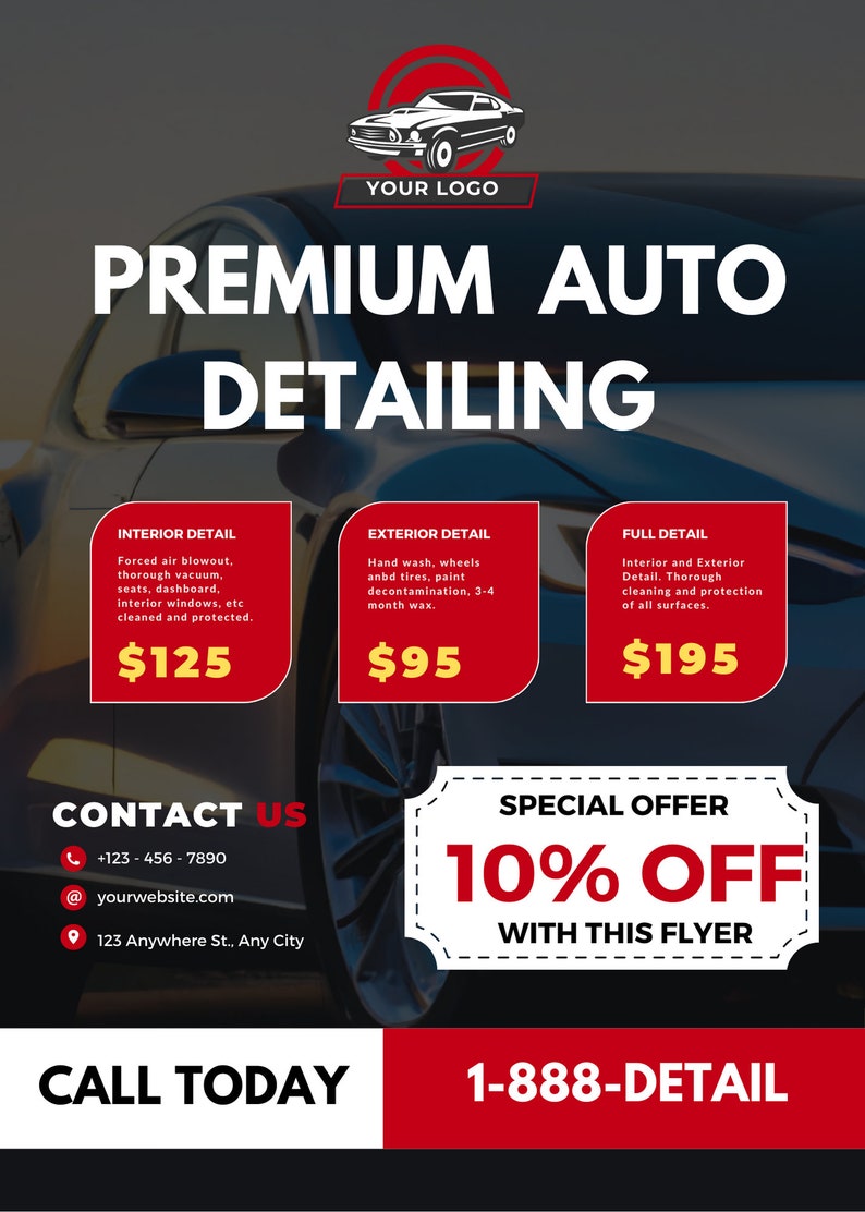 Auto Detailing Flyer: Customizable Canva Template (5x7 Digital ...