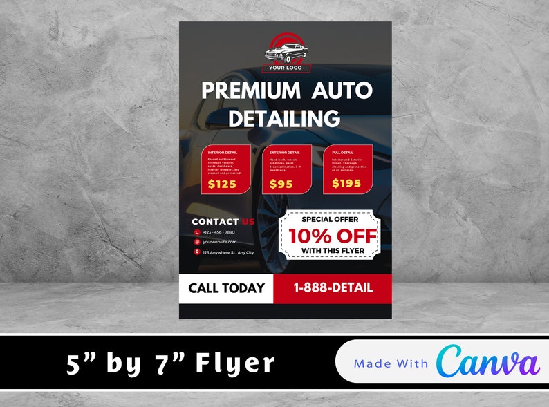 Auto Detailing Flyer: Customizable Canva Template (5x7 Digital ...