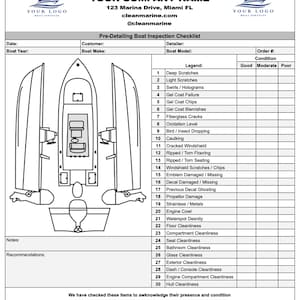 Pre-inspection Pontoon Boat Detailing Checklist Form - Etsy