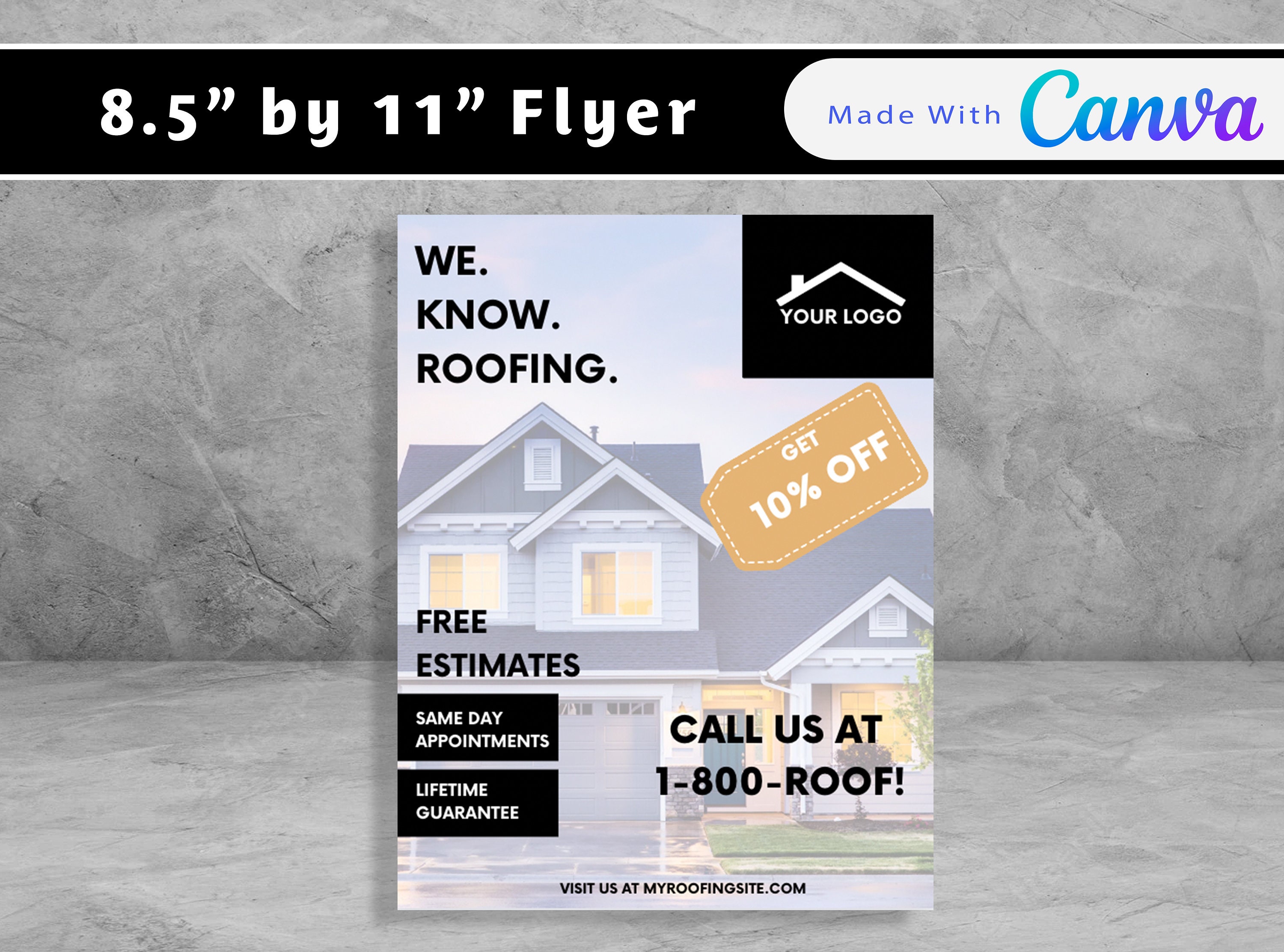 Custom Roofing Flyer Customizable Digital Download Canva Template for ...