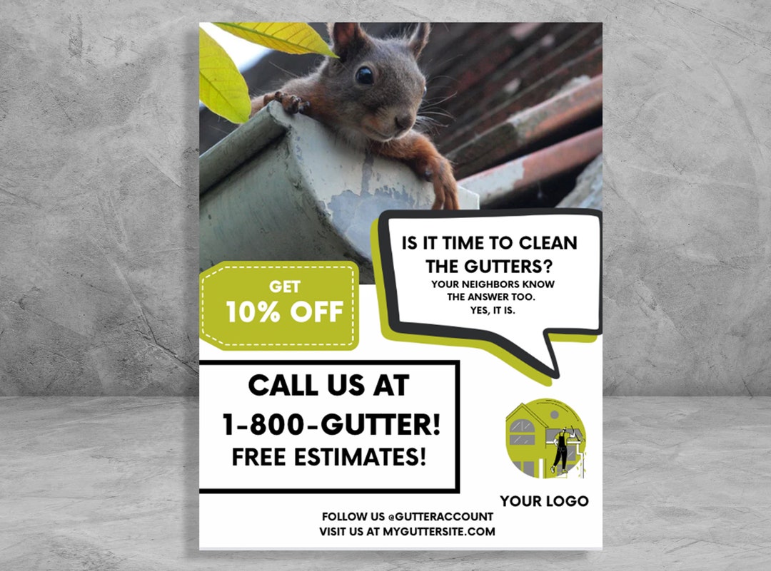 Gutter Cleaning Flyer Customizable Digital Download Business Flyer ...
