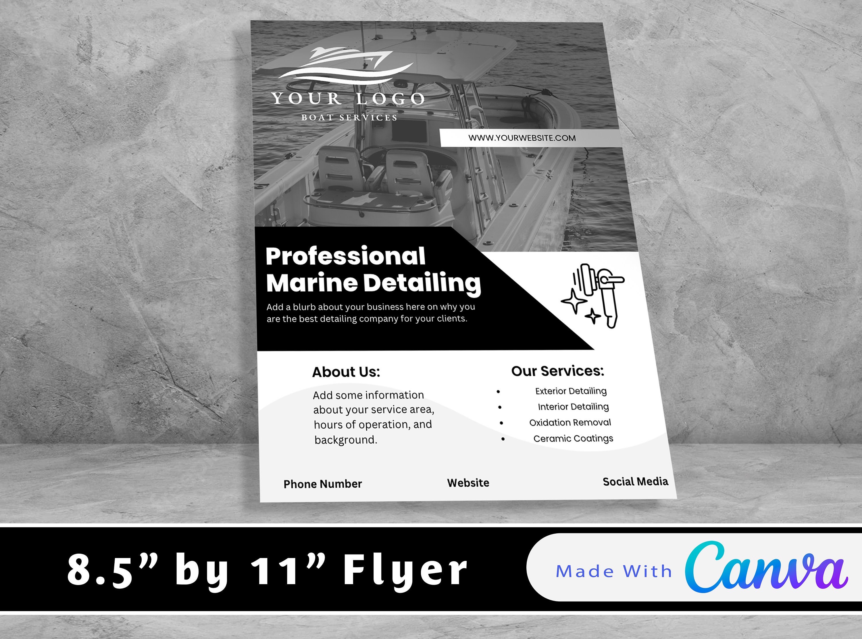 Boat Detailing Flyer Customizable Digital Download Canva Template for ...
