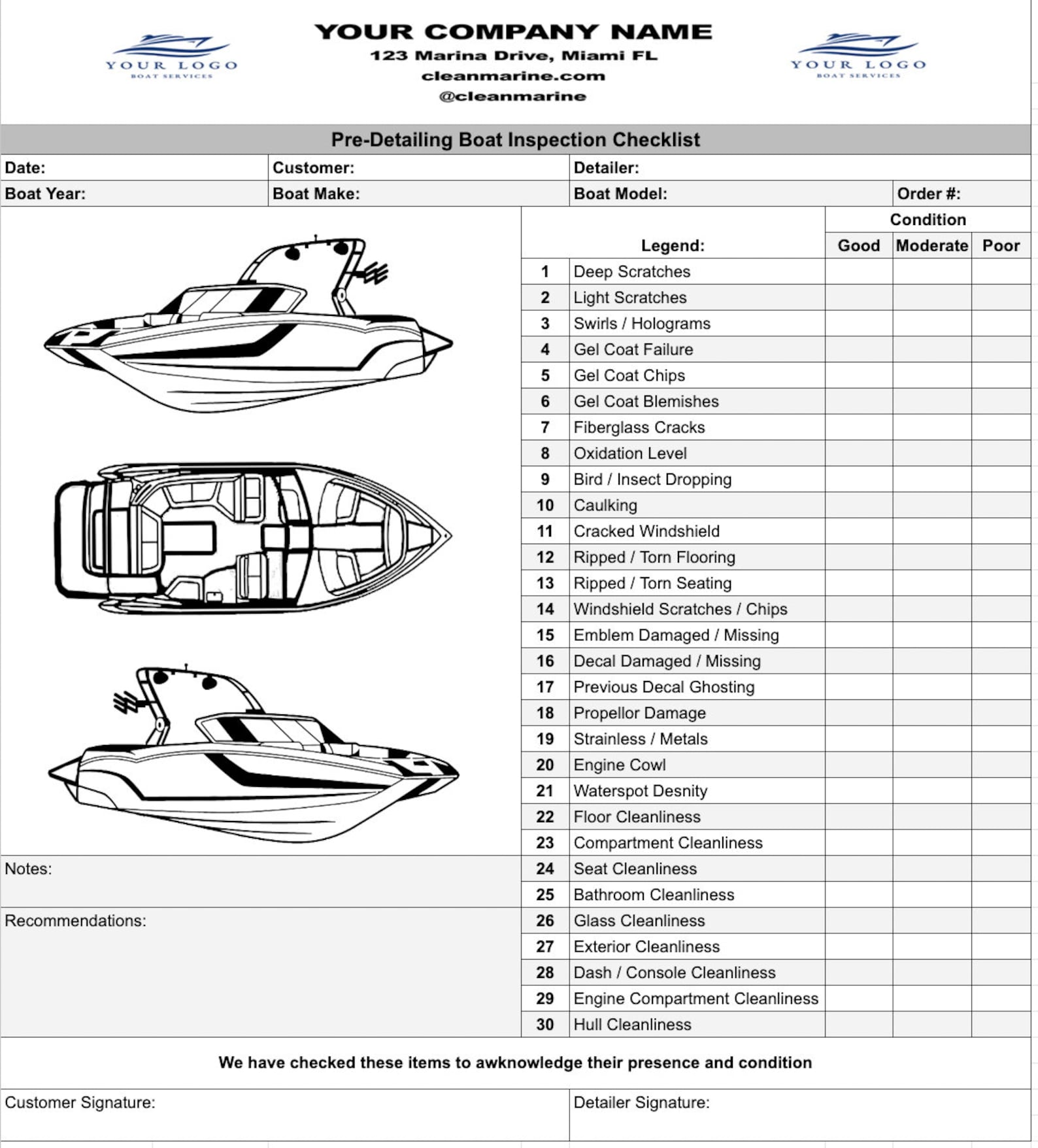 Wakeboat Pre-inspection Boat Checklist Form for Detailing, Service ... Wakeboat Pre-inspection Boat Checklist Form for Detailing, Service ...