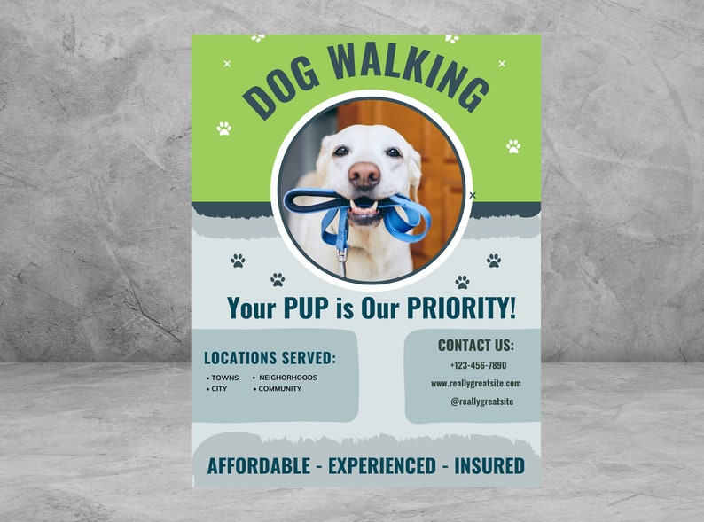DOG WALKING Flyer Customizable Digital Download Canva Template for Dog ...