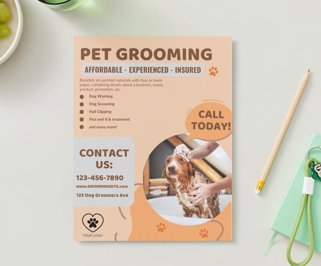Dog Grooming Flyer Customizable Digital Download Canva Template for Dog ...