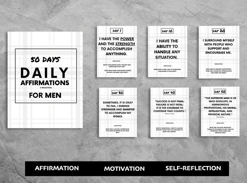 50 Daily Affirmations for Men: Motivational Cards (digital Download) - Etsy