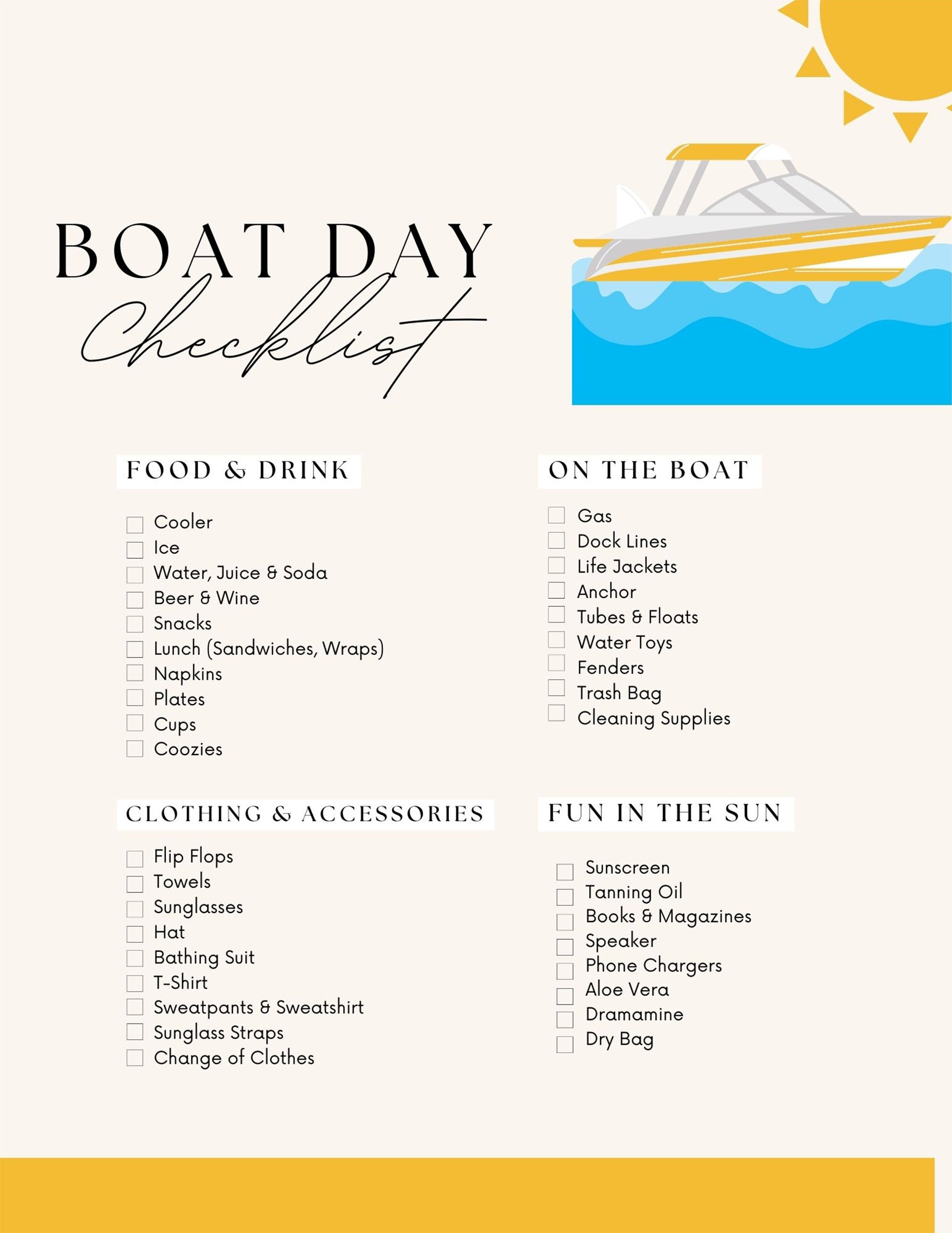 New Boat Owners Checklist Clipart
