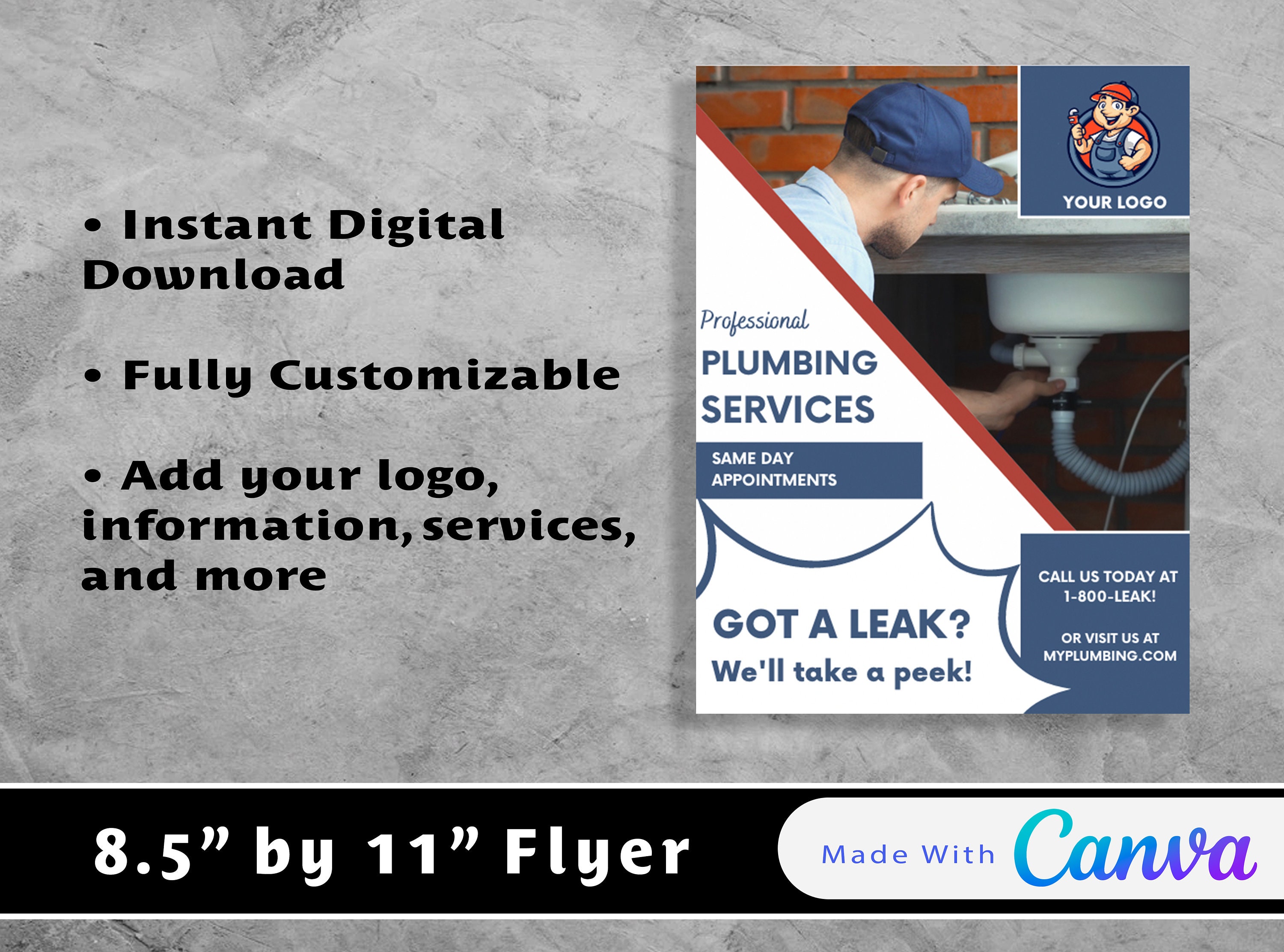 Funny Plumbing Flyer Customizable Digital Download Canva Template for ...