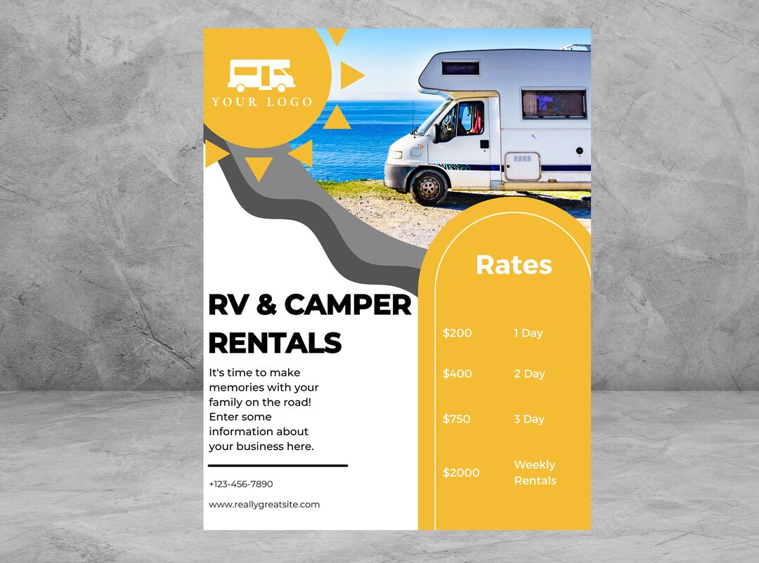 RV & CAMPER Rental Flyer Customizable Digital Download Business Flyer ...
