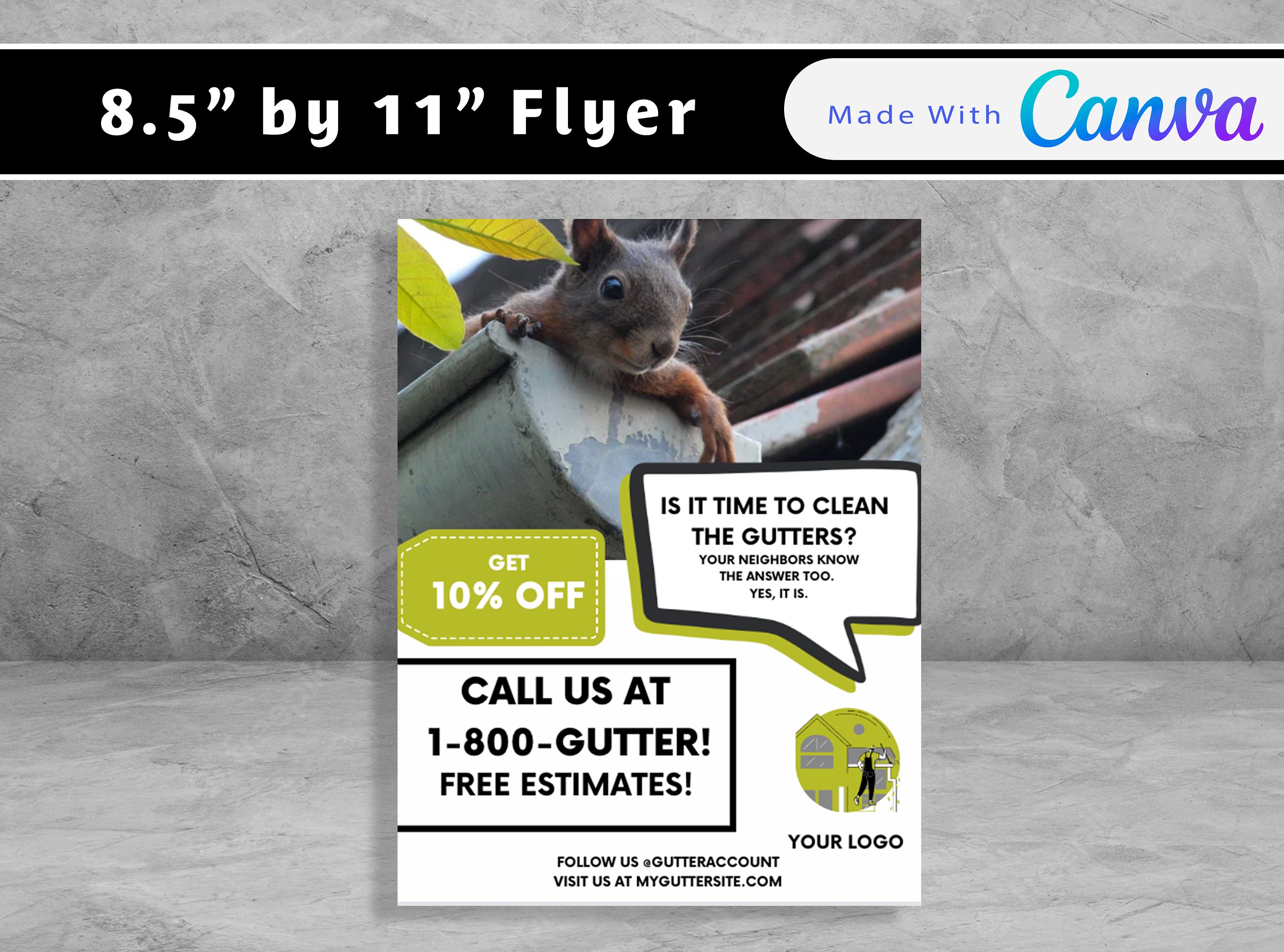 Gutter Cleaning Flyer Customizable Digital Download Business Flyer ...