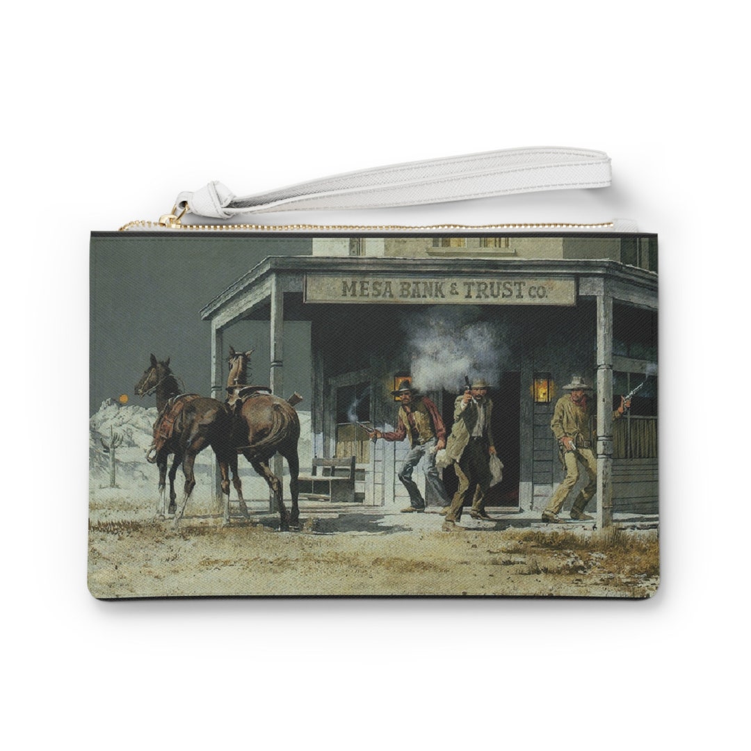 Western Clutch Bag Cowboy Cowgirl Horse Bank Robbers Purse Money Holder ...
