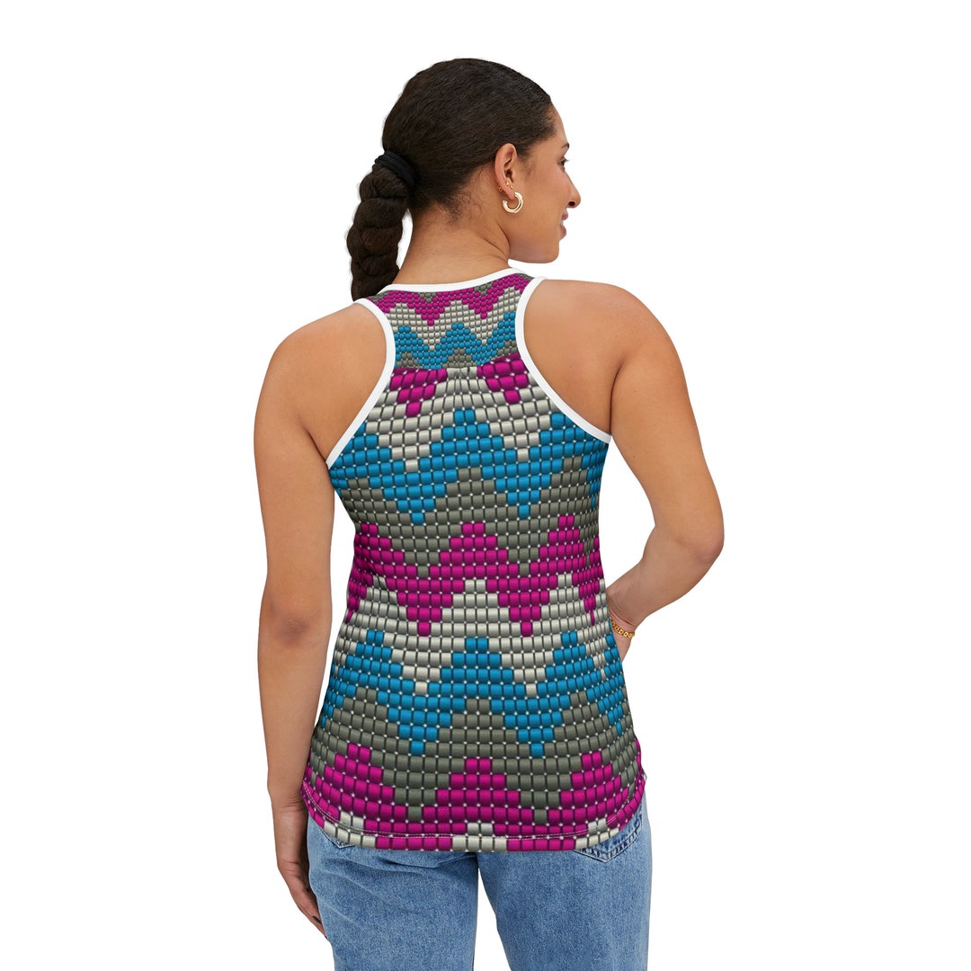Women's Adorable Pink Teal Grey Navajo Tank Top Tribal Shirt ...